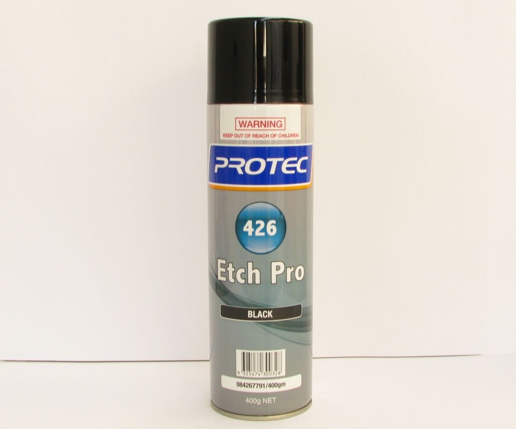 Protec Aerosol Etch Pro Black 400gm - Automotive Paint Supplies